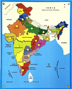 Eduway India Map Wooden Puzzle Tray Set With Knobs Educational Learning ...