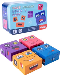 MARA BOMMAI Emoji Cube Face Change rubiks cube Game Wooden toy with 16 ...