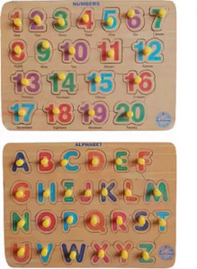 shreenik Combo Wooden 1 to 20 numbers & ABCD Alphabet Educational Board ...