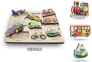 Plus Shine Colorful Wooden Transport Puzzles Transport Names Shapes ...
