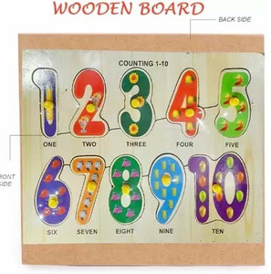 Poktum Wooden 1-10 Number Puzzle Board with Knobs Non-Toxic Puzzle ...
