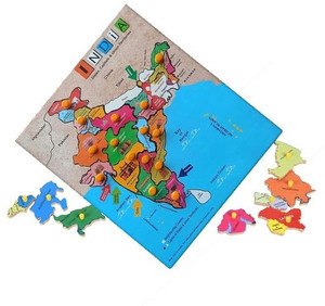 PopPlop India Map Wooden Knob Jigsaw Puzzle Tray for Kids - Learn ...