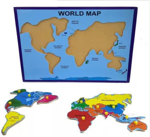 WISH GENIE Wooden World Map Board Puzzle For Kids - Wooden World Map ...
