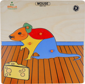 BRILLA Wooden Educational Pick & Fix Jigsaw Puzzle for Kids Mouse with ...