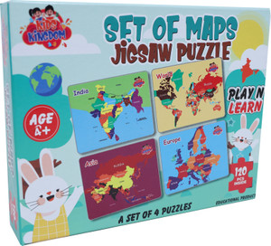 Meeksky Maps Puzzle for Kids- Set of 4 Maps- India Map, World Map, Asia ...