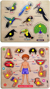 Enorme Mini Wooden Human Body Parts and Birds Puzzle with Knobs Game ...