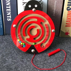 WiseWalker Wooden Maze Board Game With Magnetic Pen Driving Lady Bug ...