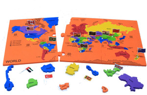 Toys N Smile Wold Map with Country Flags & Capitals Educational ...
