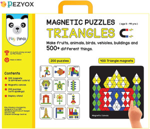PEZYOX PLAY PANDA Magnetic Puzzles : 500 Triangles shape 5 colour ...