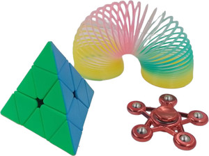 AKTOON TOYS Pyramid Triangle High Speed With Rainbow Spring And 5 Sided ...