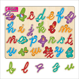 WISSEN Wooden Hide and See Cursive Capital Alphabet Puzzle - Wooden ...