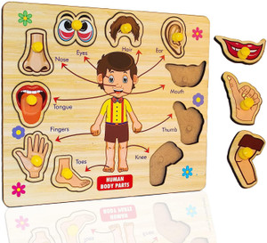 SHALAFI Wooden Human Body Parts Puzzle Board with Knobs, Educational ...