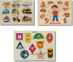 like sanya 3 Set Wooden Puzzles | Transport Puzzle, Shapes Puzzle, Body ...