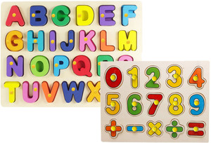 Plus Shine ABCD Alphabet Matching Toys Board+Number/Counting Puzzle ...