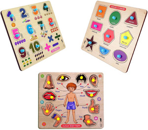 vworld 3D Jigsaw Puzzles Kit Board Game 3 pcs Set of Number, Shapes ...