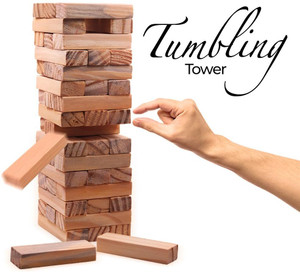 DANDLES Wooden Tipsy Tower 54 Pcs Wooden Building Block, Stacking Game ...