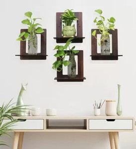 MSK Craft MDF Wooden Frame Shaped Pot Stand Set Of 4 Wall Hanging ...