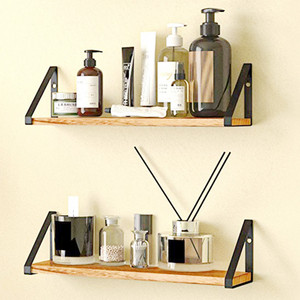 Xllent Wall Mount Wooden Wall Rack/Shelves, Set of 2 Wooden, Iron Wall ...