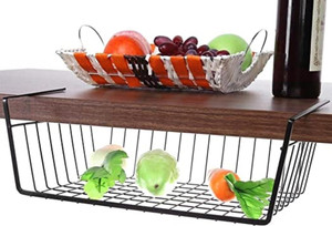 IKALAA Under Shelf Wire Basket Hanging Storage Basket Organiser Steel ...