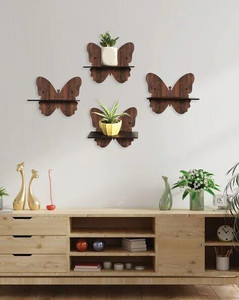 AuraZen Designer Wall Mount MDF Wooden Wall Shelf for Living Room ...