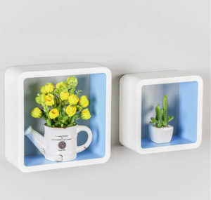 oxmic Wooden Beautiful Cube Shape Wall Shelves blue white Wooden Wall ...