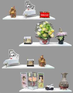 ONLINECRAFTS WOODEN SHELF ( 4 PATTI WHITE ) Wooden Wall Shelf Price in ...