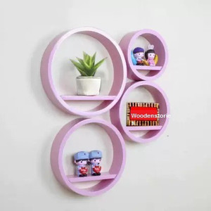 Woodenstories Wooden Good Round wall shelf for living room wall shelf ...
