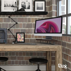 Flux Flux black monitor stand. MDF/metal. Ergonomic, lifts screen, 23 ...
