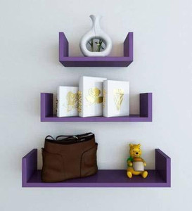 woodinzo U-Shape MDF Floating Wall Shelves Set of 3 MDF (Medium Density ...
