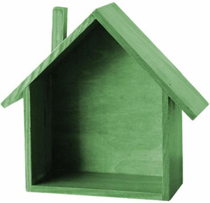 AH HANDICRAFTS Wooden Hut Shape Rack Shelves Hanging Shelf (Green) MDF ...