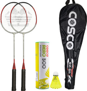 COSCO CZ 50 Force Pair Racket With Aero 500 Shuttle Cock Red Strung ...