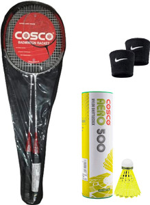 COSCO CZ 50 Force Pair Racket + Aero 500 Shuttle + Wrist Band Red ...