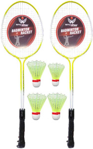 MegaPlay SP Double Shaft Badminton Racquets Set Combo Multicolor Strung ...