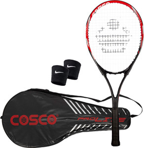 COSCO Prolite (27 inches) Tennis Racket with Wrist Band Lawn Red, Black ...