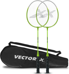 VECTOR X VXB-140 2 Racquet With Full Cover Green Strung Badminton ...