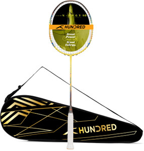 Hundred N-ERGY 80 Balanced Racket Yellow, Grey Strung Badminton Racquet ...
