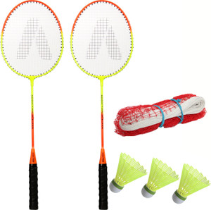 MegaPlay Single Shaft _Badminton Racket Pack Of 2 Pc With Net_3 Plastic ...