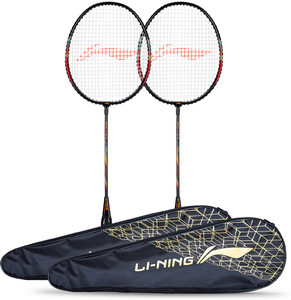LI-NING Smash XP 60 IV (Set of 2 + 2 Full Covers) (Strung, Black / Pink ...