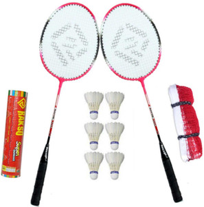 Rakso GR-300 Strung Badminton Racket Set OF 2 PCS WITH 6 feather ...