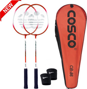 COSCO CB-86 NEW Badminton Racquet Set With Wrist Band Red Strung ...