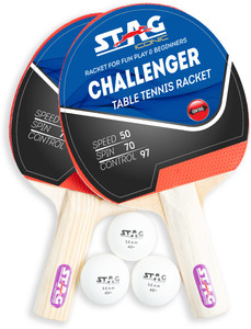 Stag iconic Challenger Playset with White Ball Red, Black Table Tennis ...