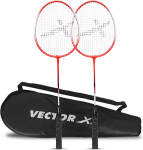 VECTOR X VXB-150 VXB-150-Full Set of 2 Racquets Red Strung Badminton ...