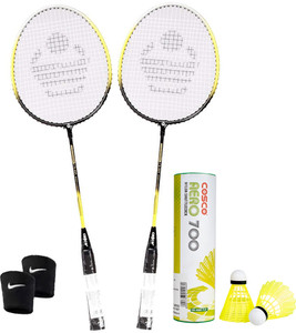 COSCO Badminton Kit - (2 CB-885 Racket, Aero 700 "6 Shuttle", 2 Wrist ...