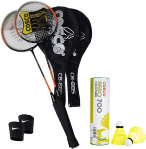 COSCO Badminton Kit - (2 CB-885 Racket, Aero 700 "6 Shuttle", 2 Wrist ...