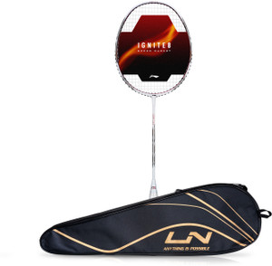 LI-NING Ignite 8 Japanese Carbon Graphite White, Red Strung Badminton ...