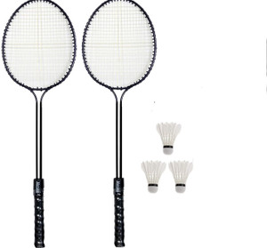 house of common 2 Double Shaft Badminton Racquet + 3 Pc Feather Shuttle ...