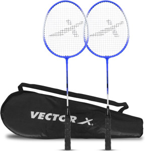 VECTOR X VXB-150 VXB-150-Full Set of 2 Racquets Blue Strung Badminton ...