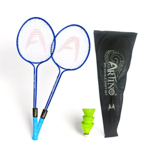 ARTINO Double Shaft Badminton Racket Set of 2 Piece with 3 Piece Nylon ...