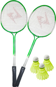 Lyzoo Double shaft Fluorescent Aluminium Badminton Racquet wit 3pc ...