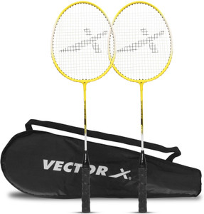 VECTOR X VXB-150 VXB-150-Full Set of 2 Racquets Yellow Strung Badminton ...